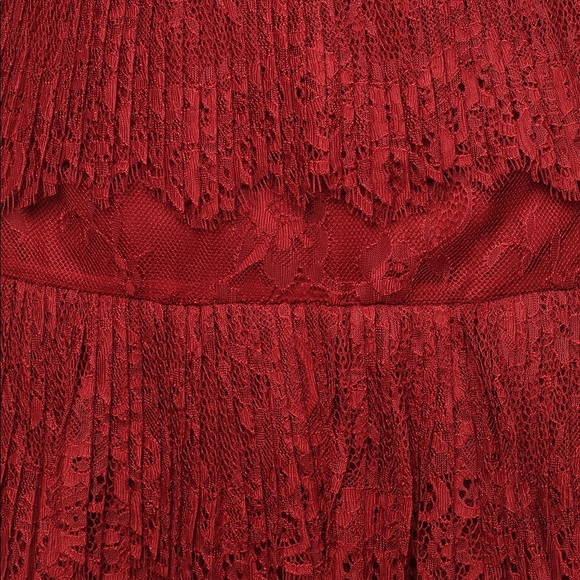 Self-Portrait | Dresses | Selfportrait Burgundy Red Lace Ruffle Dress ...